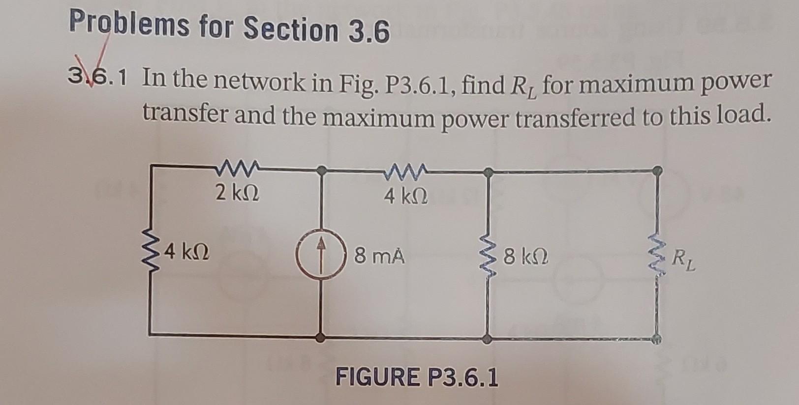 Solved 3.6.1 In the network in Fig. P3.6.1, find RL for | Chegg.com