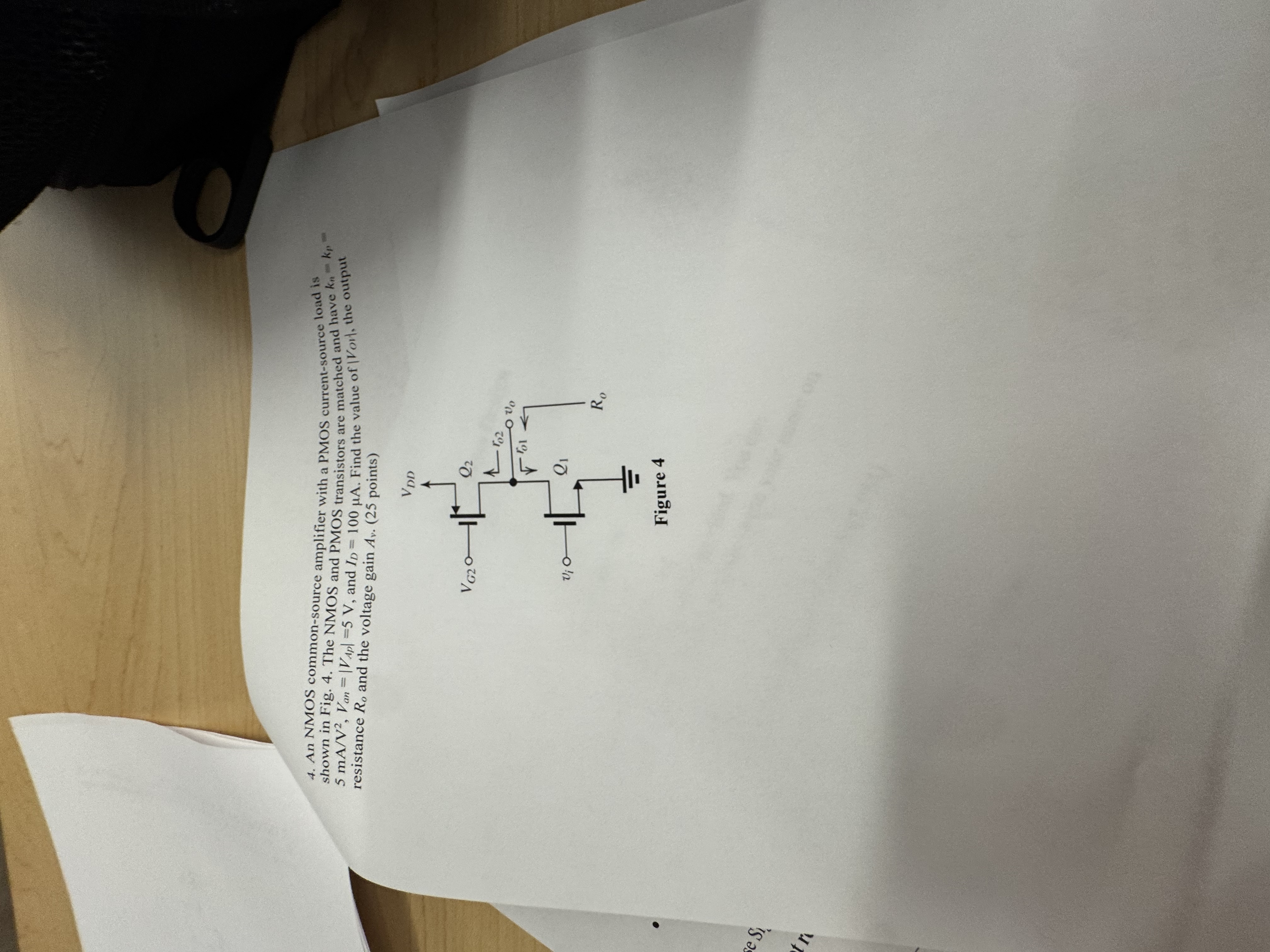 Solved An NMOS common-source amplifier with a PMOS | Chegg.com