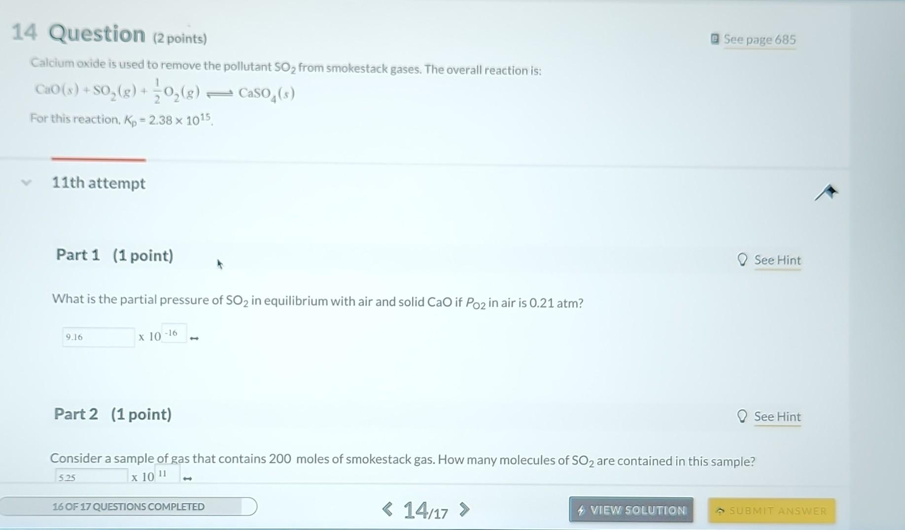 Solved 14 Question (2 points) 1] See page 68 Calcium oxide | Chegg.com