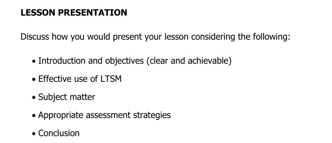 LESSON PRESENTATION Discuss how you would present | Chegg.com