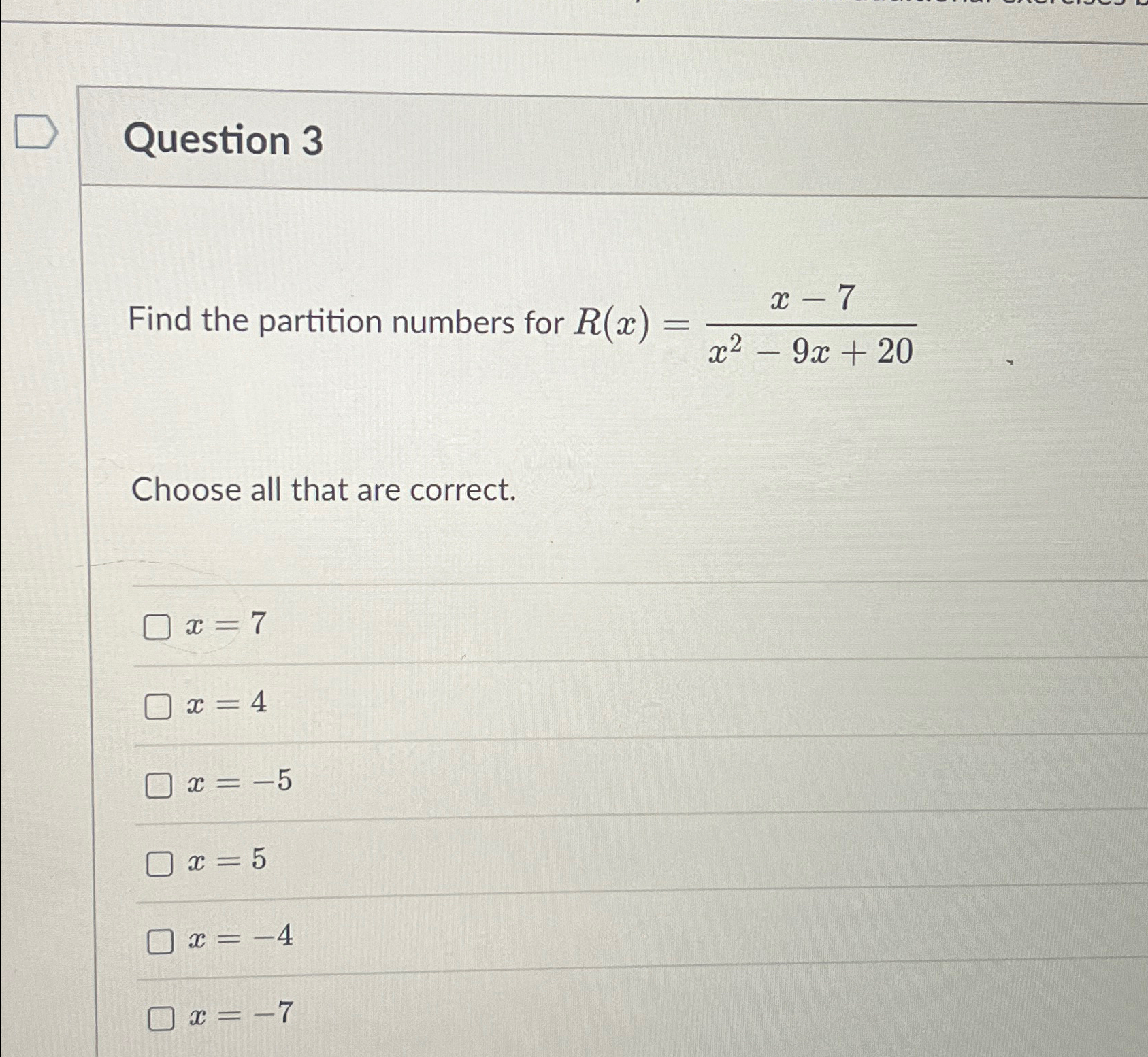 Solved Question 3Find the partition numbers for | Chegg.com
