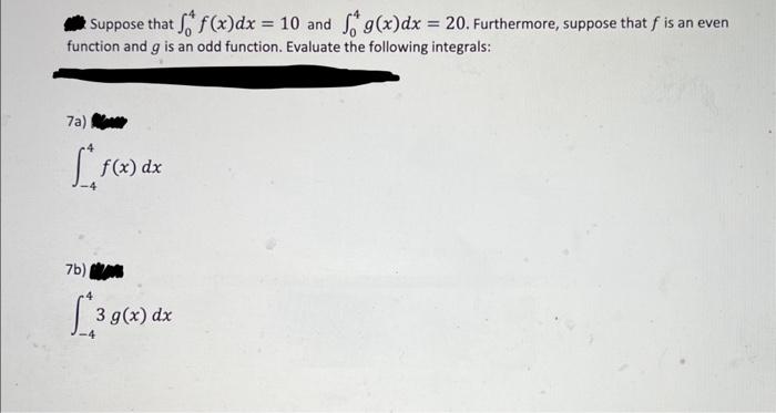 Solved Suppose that ∫04f(x)dx=10 and ∫04g(x)dx=20. | Chegg.com