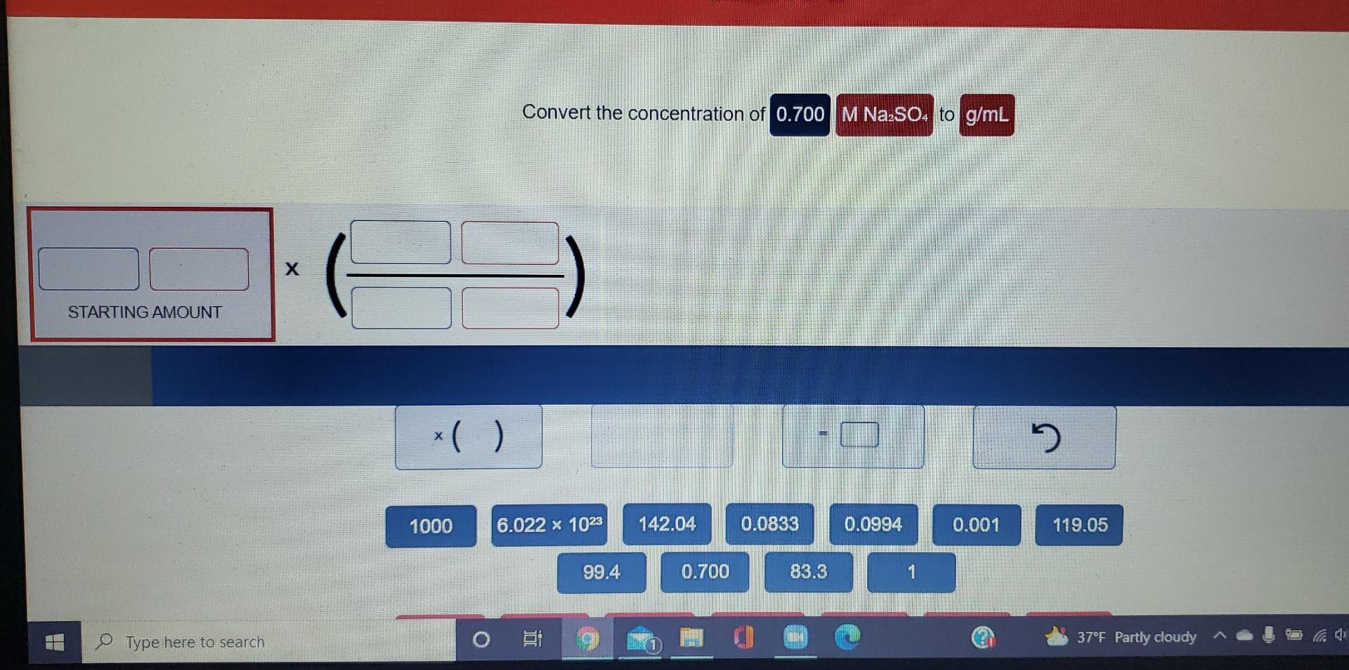 Solved Convert the concentration of 0.700 M Na2SO4 to g/mL X | Chegg.com