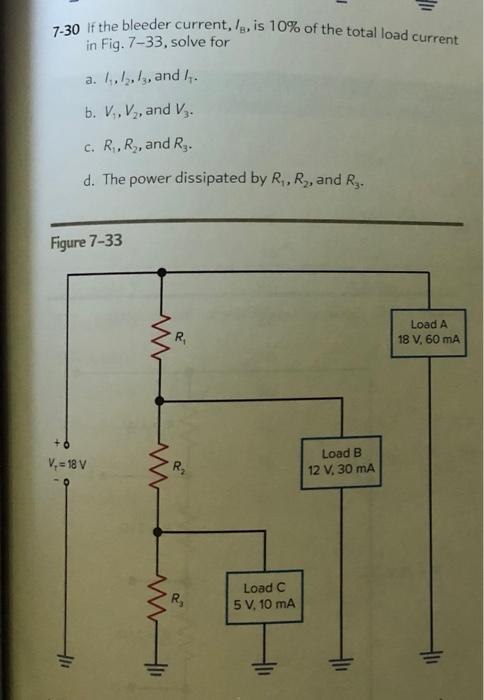 Solved = 7-30 if the bleeder current, 's, is 10% of the | Chegg.com