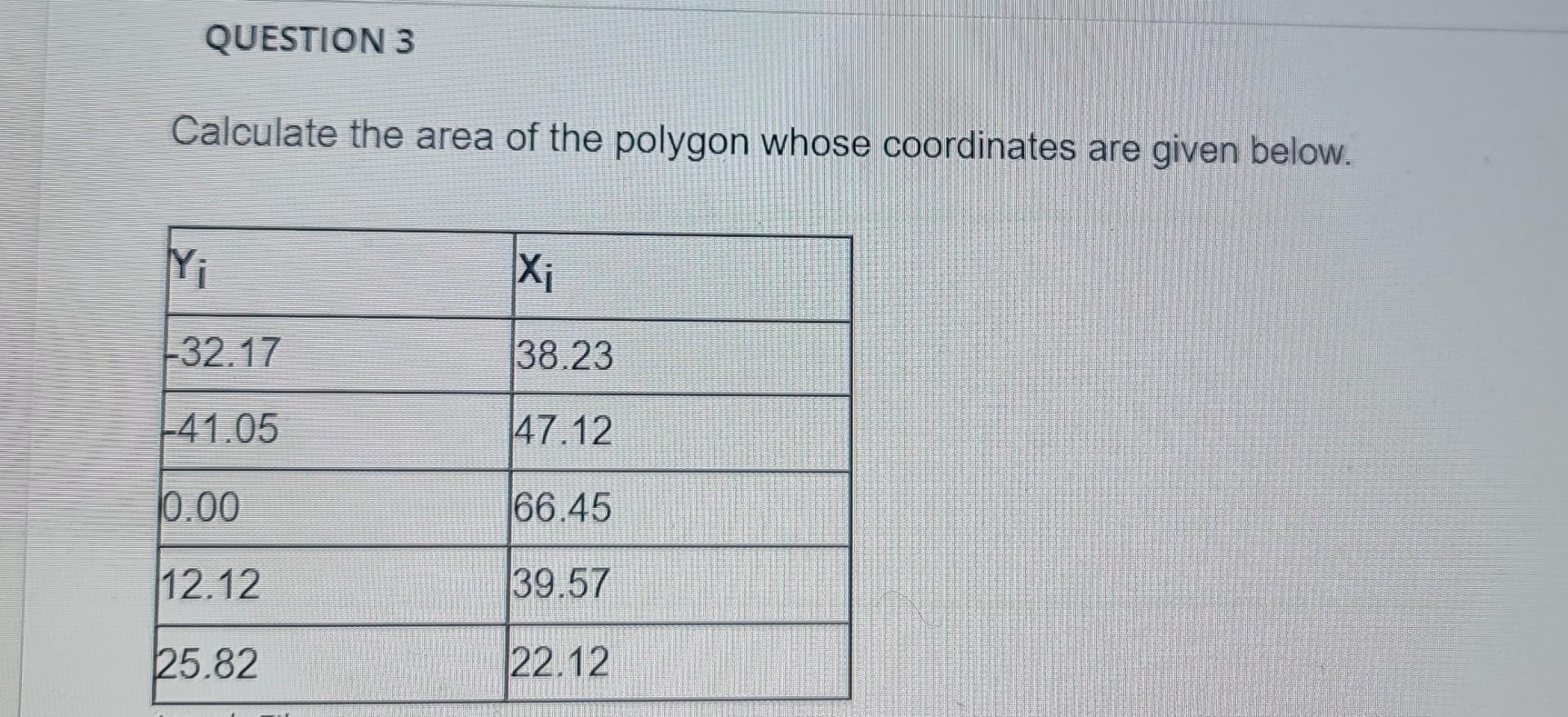 Solved Calculate the area of the polygon whose coordinates | Chegg.com