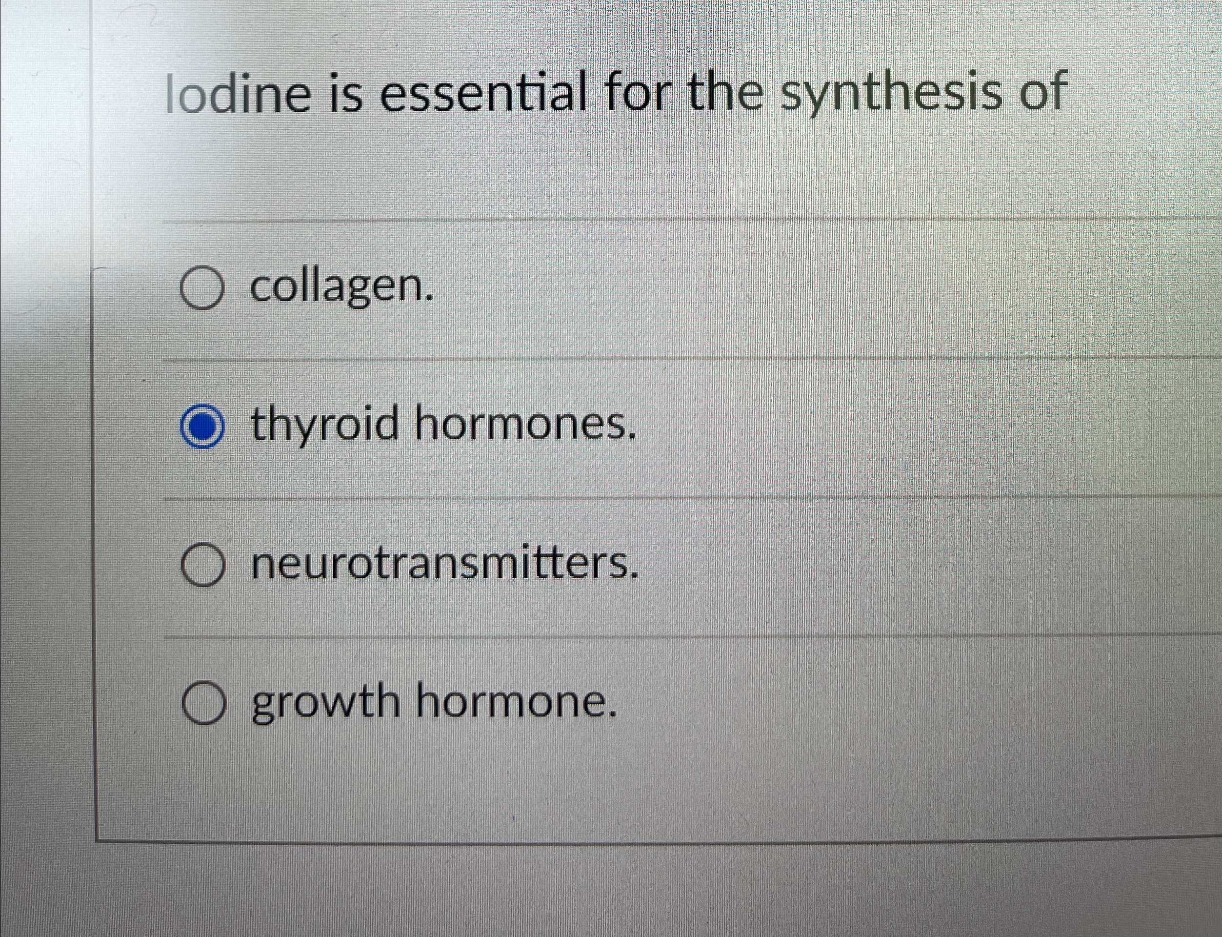 Solved lodine is essential for the synthesis | Chegg.com