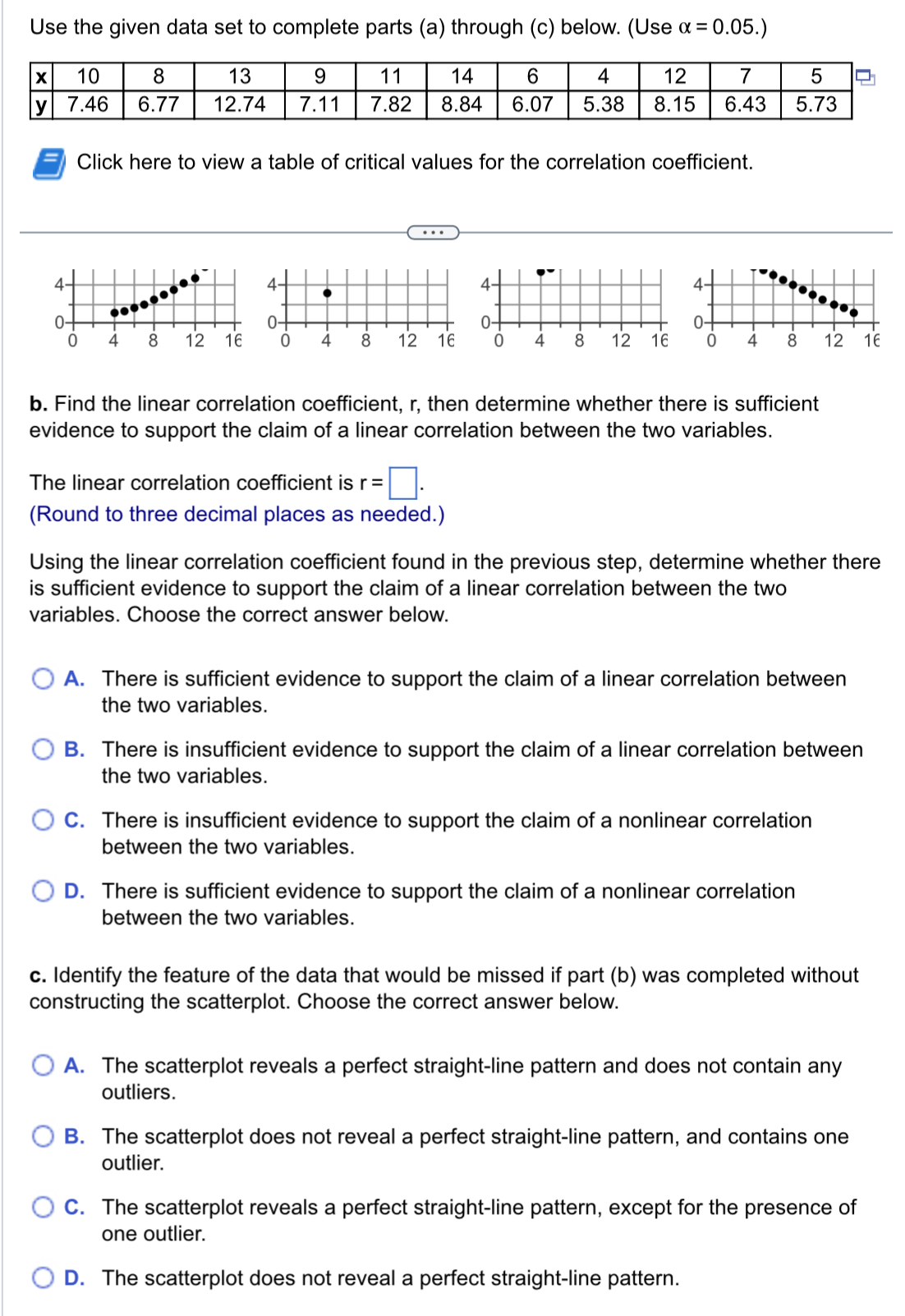 Solved Use the given data set to complete parts (a) ﻿through | Chegg.com