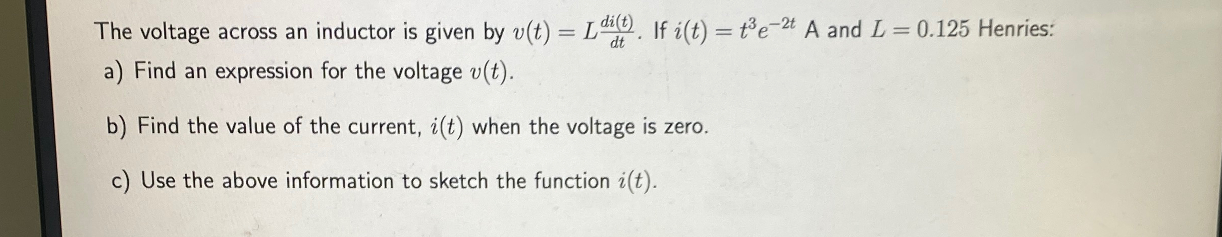 Solved The voltage across an inductor is given lm by | Chegg.com