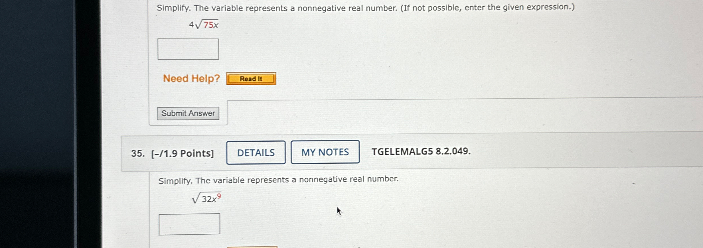 Solved Simplify. The variable represents a nonnegative real | Chegg.com