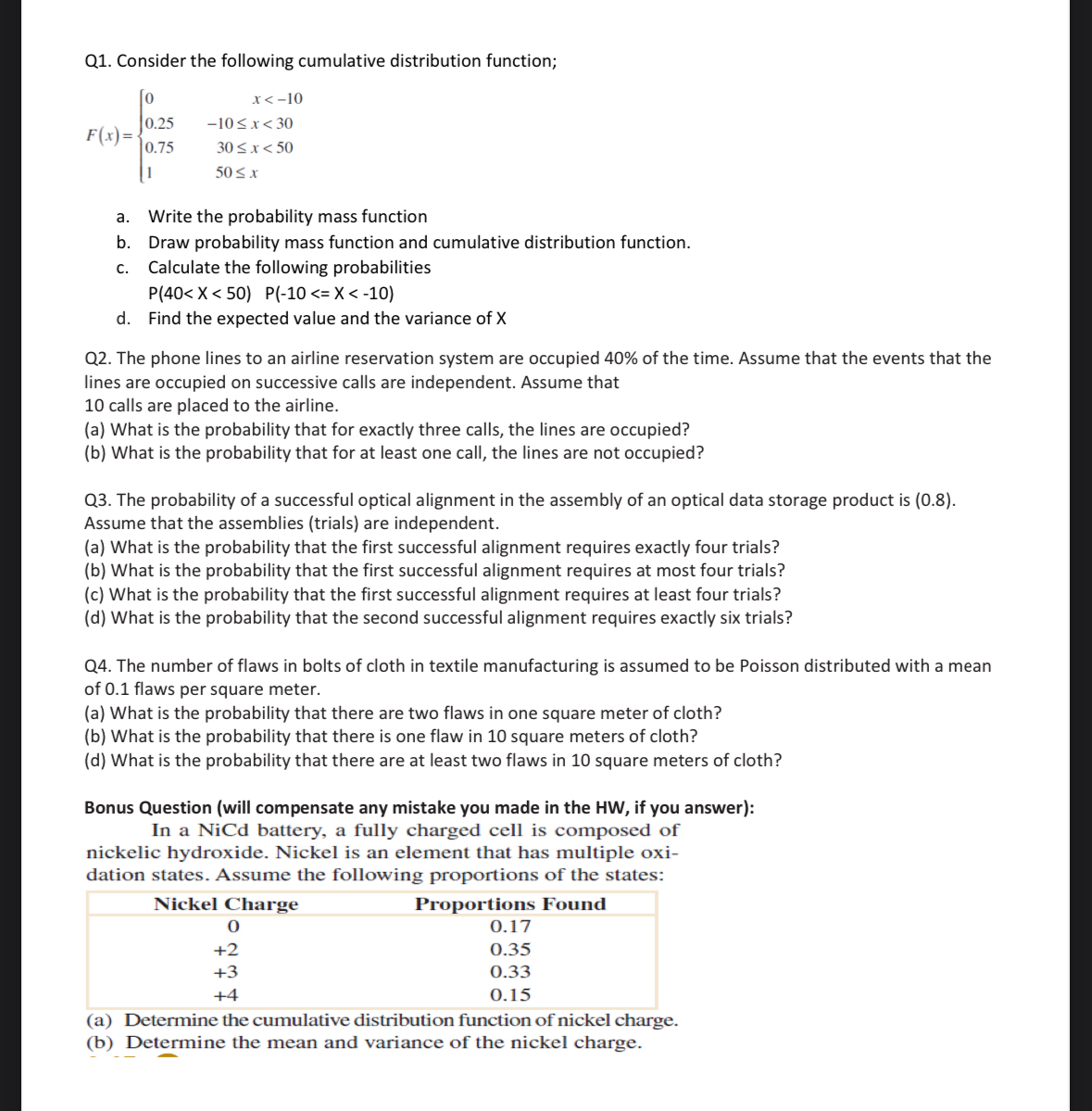 Q1 ﻿consider The Following Cumulative Distribution