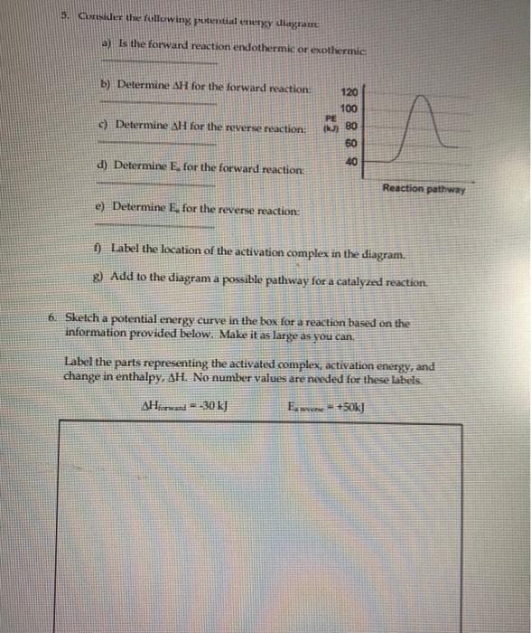 Solved 1) Label the location of the activation complex in | Chegg.com
