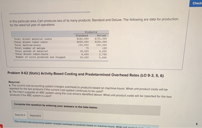 Solved Required information Problem 9-62 and 9-63 (Static) | Chegg.com