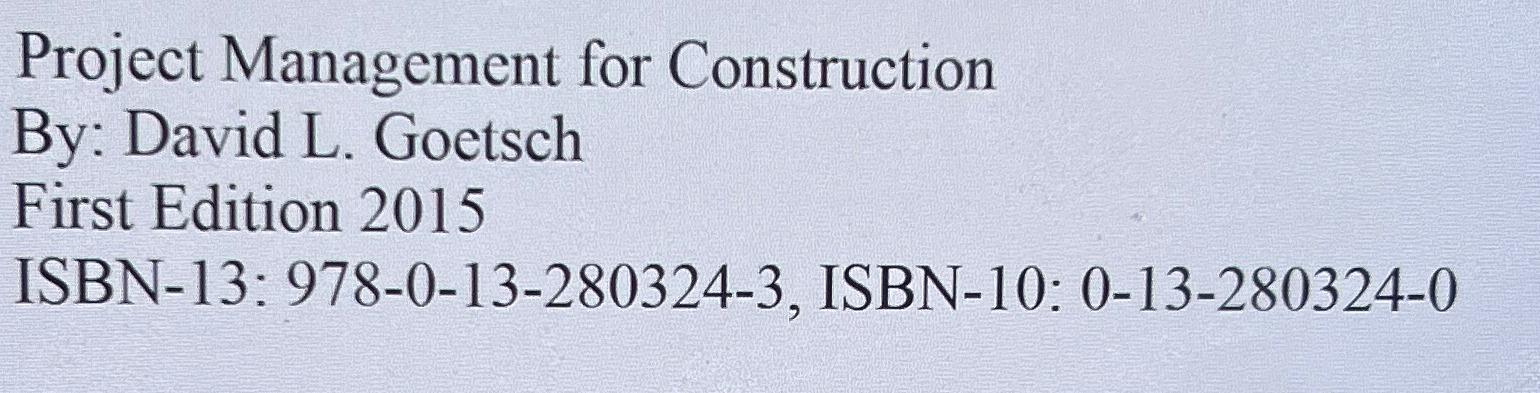 Solved Project Management for ConstructionBy: David L. | Chegg.com