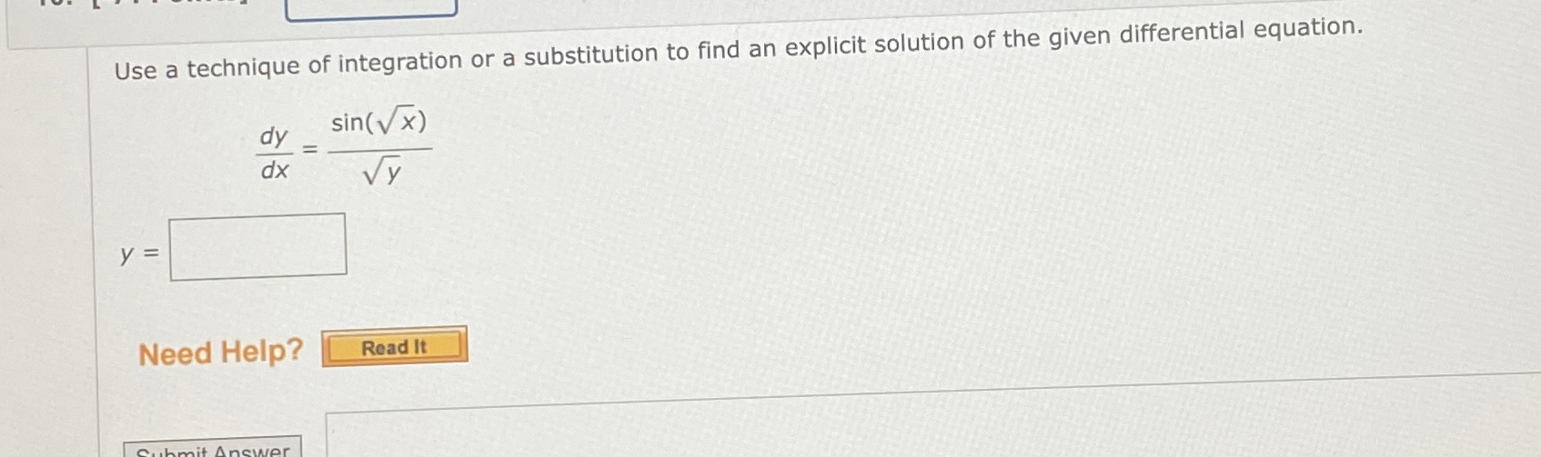 Solved Use a technique of integration or a substitution to | Chegg.com