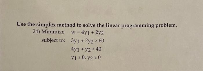 Solved Use the simplex method to solve the linear | Chegg.com