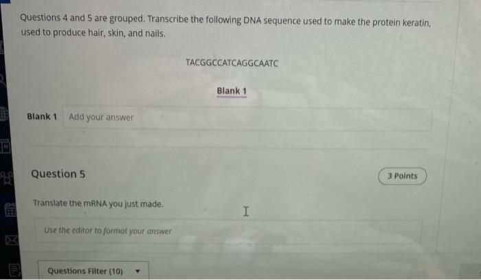 Solved Questions 4 and 5 are grouped. Transcribe the | Chegg.com