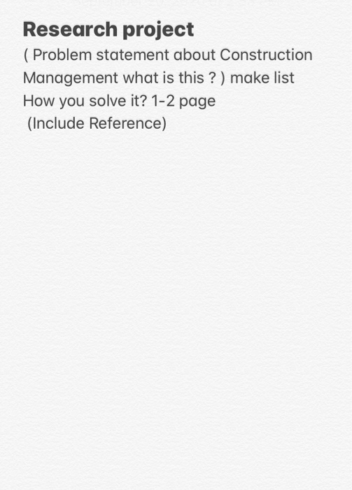 Solved Research project ( Problem statement about | Chegg.com