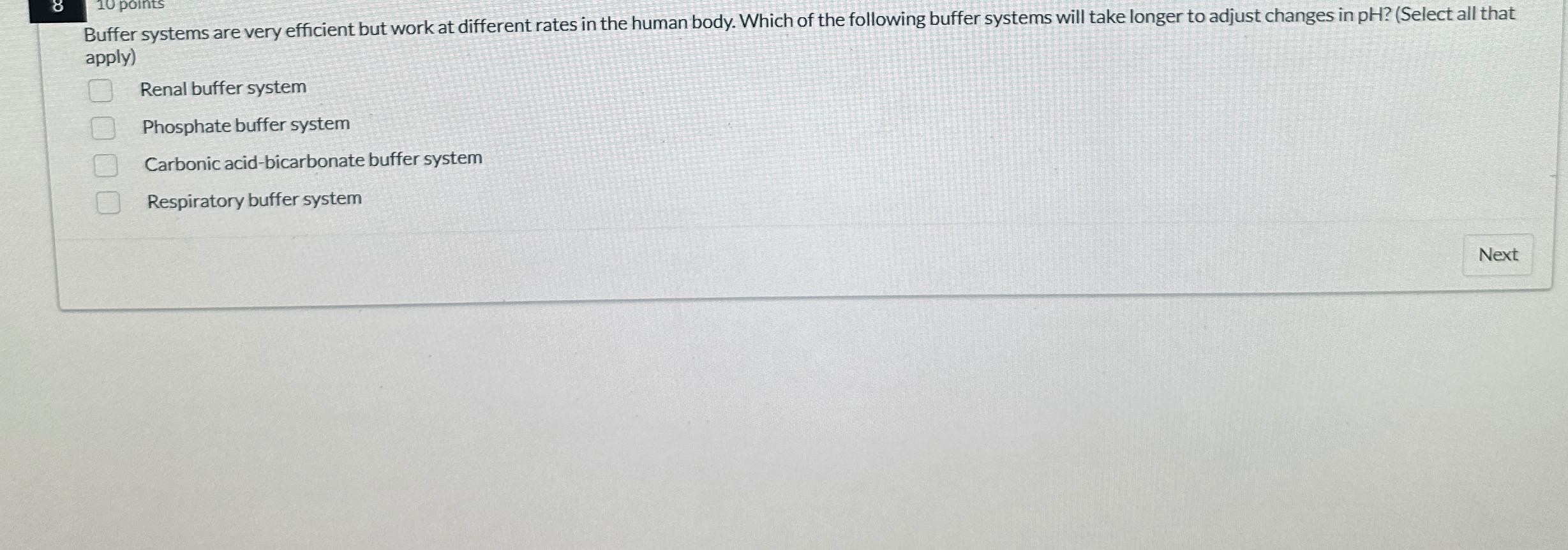 Solved 810 ﻿pointsBuffer systems are very efficient but work | Chegg.com