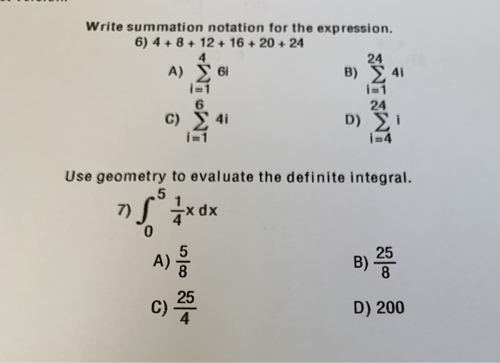 Solved Write summation notation for the expression. 6) 4 + 8 | Chegg.com