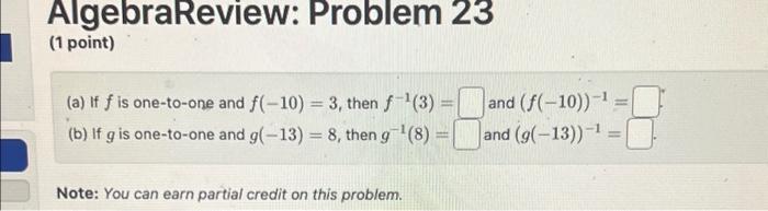 Solved AlgebraReview: Problem 23 (1 point) (a) If f is | Chegg.com