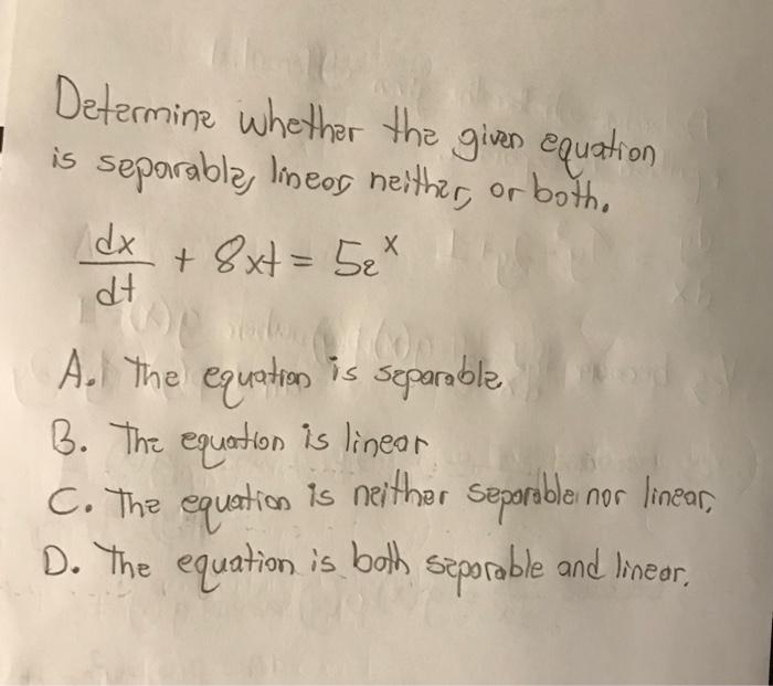 Solved Determine whether the given equation is separable, | Chegg.com