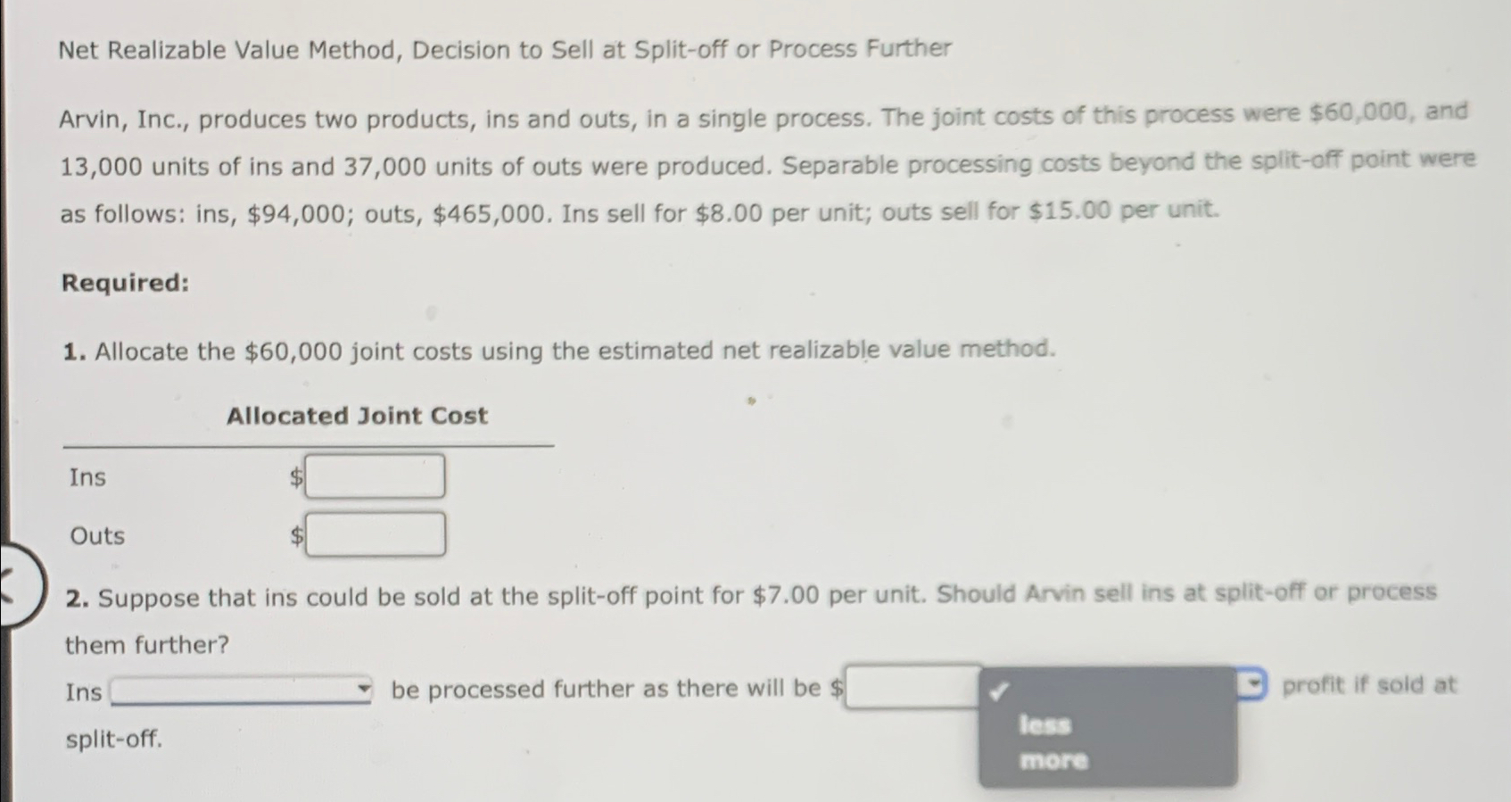 Solved Net Realizable Value Method, Decision to Sell at | Chegg.com
