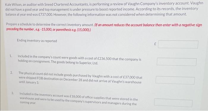 Solved Kale Wilson, an auditor with Sneed Chartered | Chegg.com
