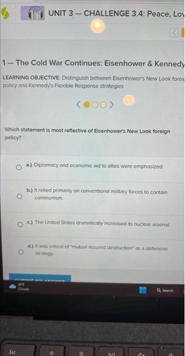 1- The Cold War Continues: Eisenhower \& Kennedy | Chegg.com