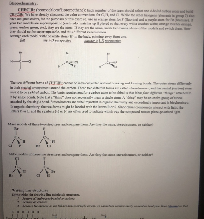 Stereochemistry, CHFCIBr (bromochlorofluoromethane): | Chegg.com