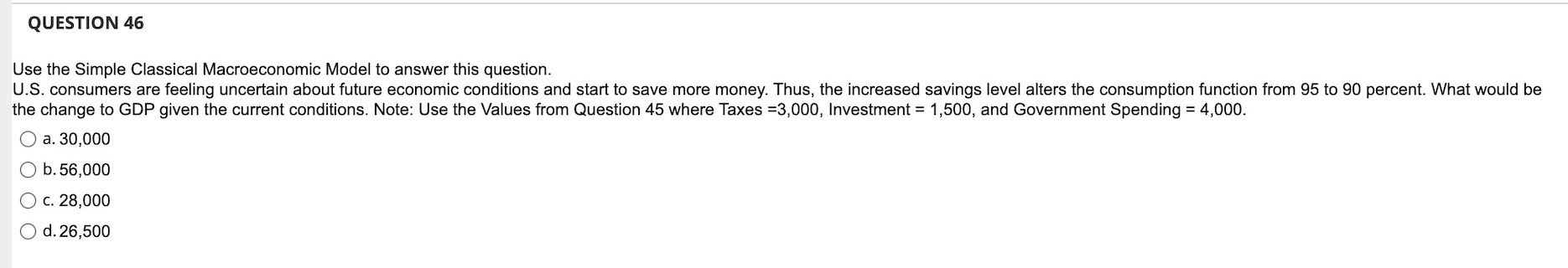 Solved QUESTION 46Use the Simple Classical Macroeconomic | Chegg.com