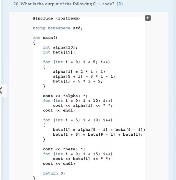 Answered 20 What Is The Output Of The Following C Code 