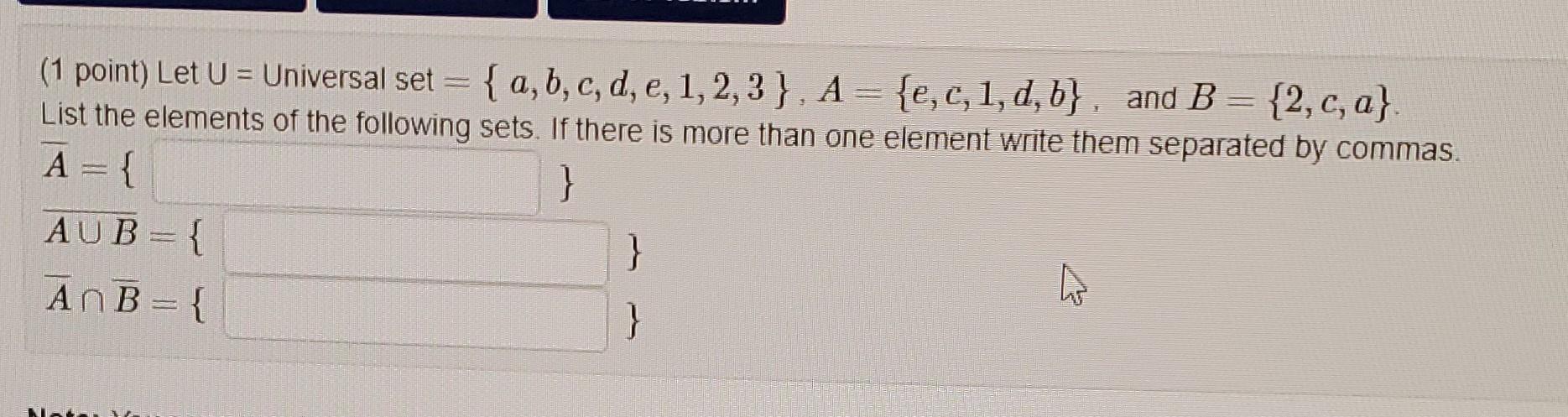 Solved (1 point) Let A={x∈N:3≤x