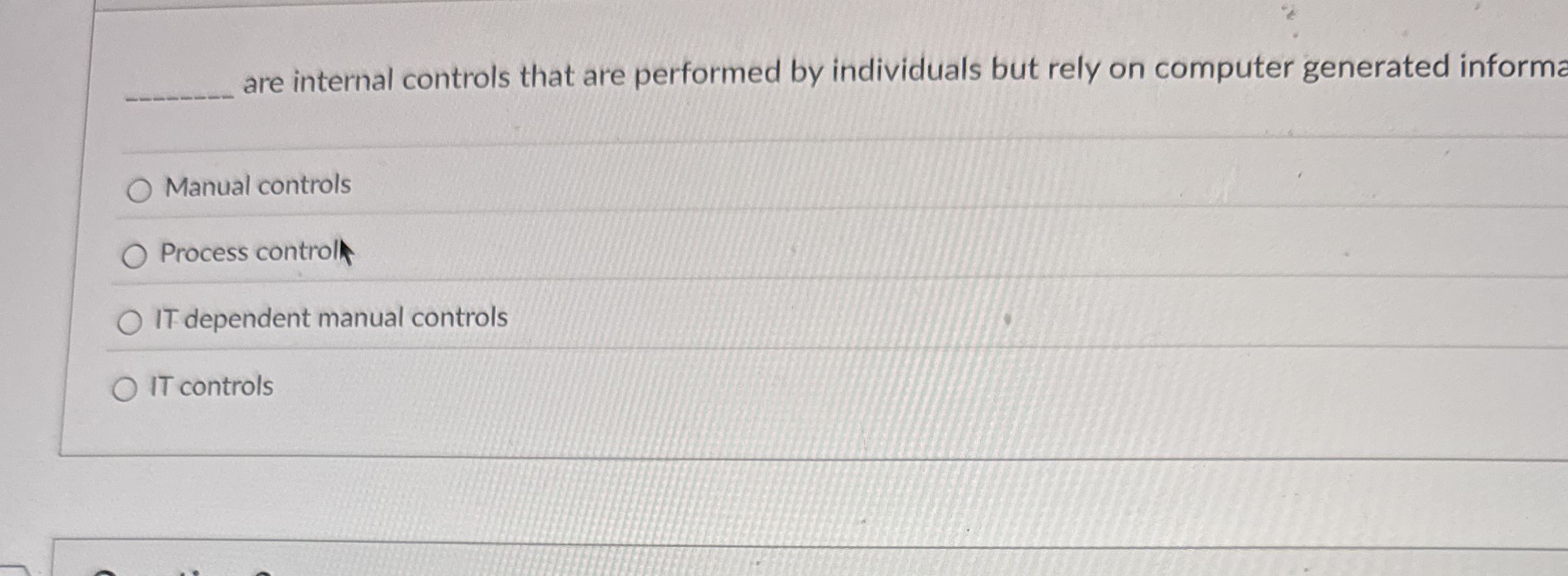 Solved q, ﻿are internal controls that are performed by | Chegg.com