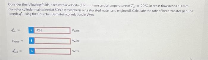 Consider the following fluids, each with a velocity | Chegg.com