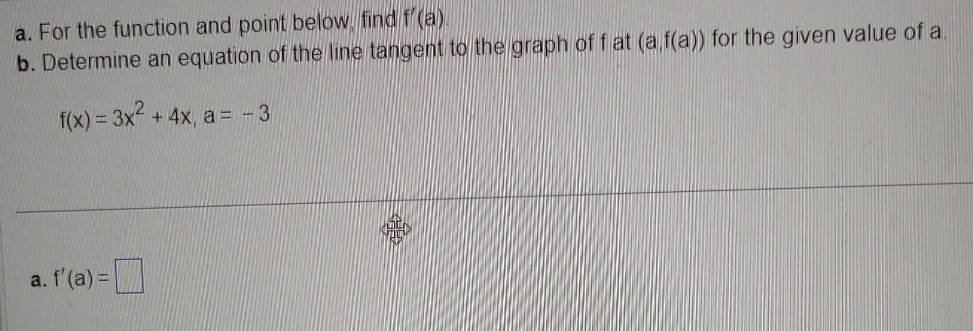 Solved a. For the function and point below, find f′(a). b. | Chegg.com