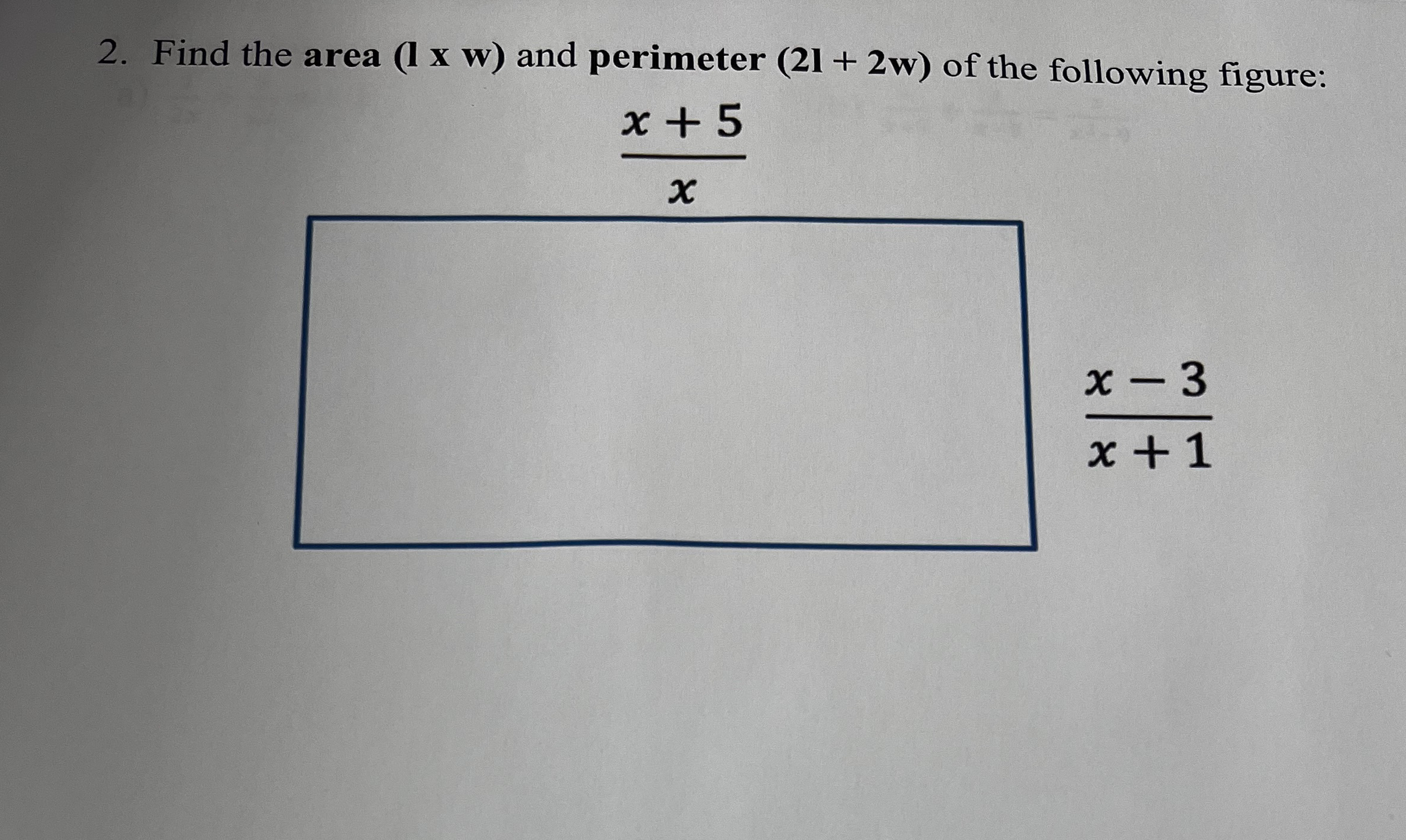 Solved Find the area (lxw) ﻿and perimeter (2l+2w) ﻿of the | Chegg.com