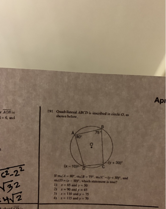 Solved Api AOB is 1 = 6, and 191 Quadrilateral ABCD is | Chegg.com