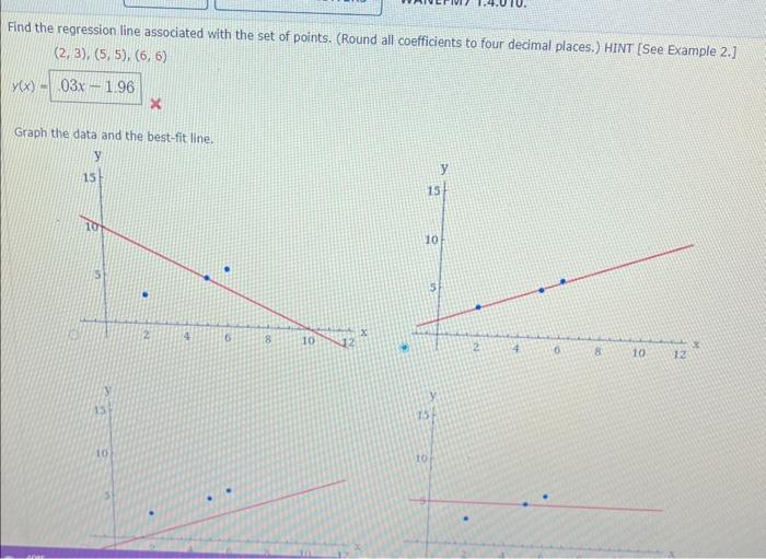 Solved Find the regression line associated with the set of | Chegg.com