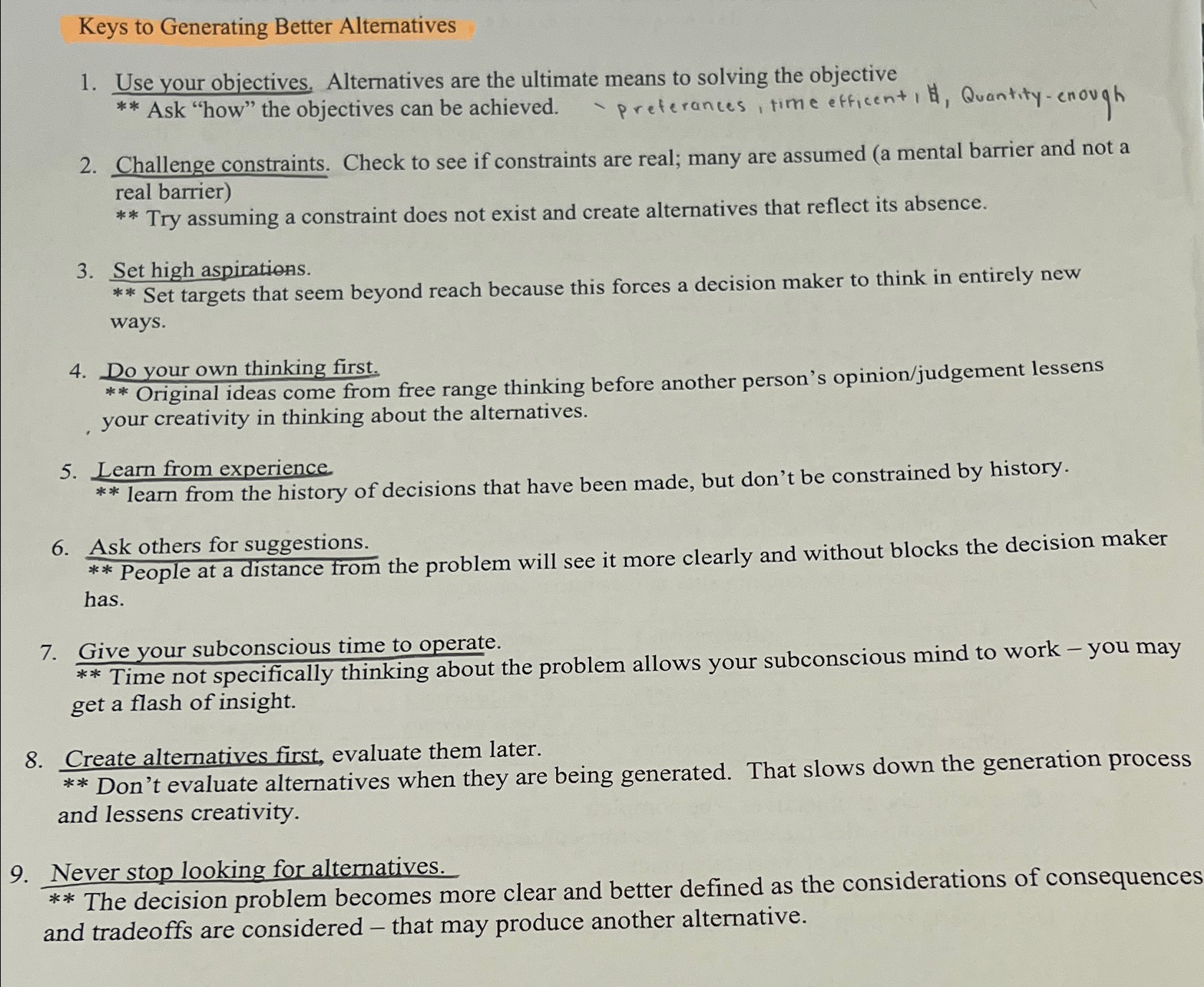 Solved What do you think are the 3 ﻿best keys to generating | Chegg.com