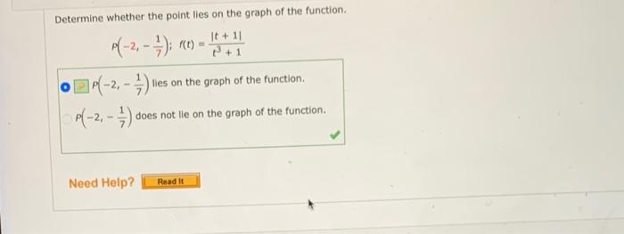 Solved Determine whether the point lies on the graph of the | Chegg.com