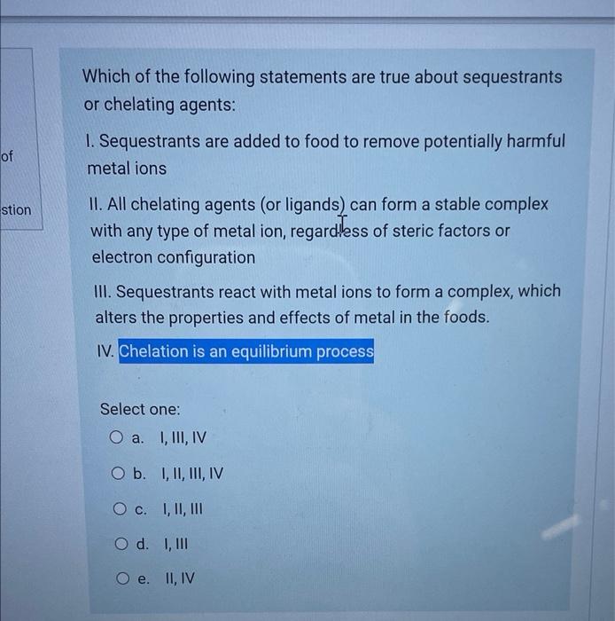 Which of the following statements are true about | Chegg.com