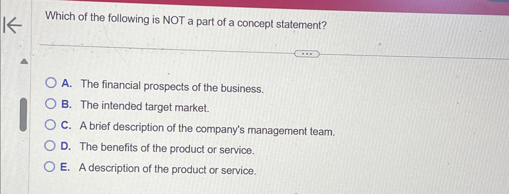 Solved Which of the following is NOT a part of a concept | Chegg.com