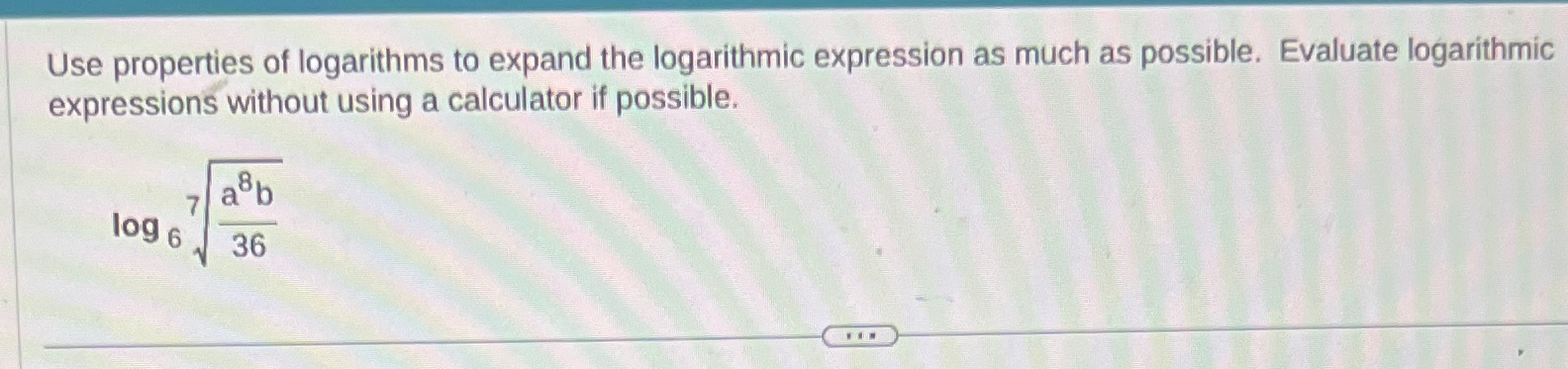 Solved Use properties of logarithms to expand the | Chegg.com