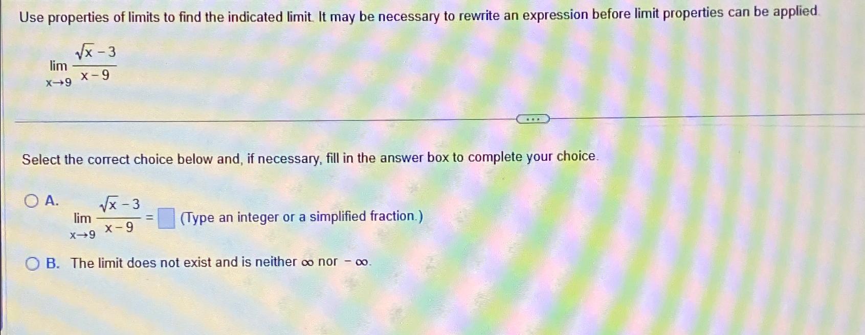 Solved Use properties of limits to find the indicated limit | Chegg.com