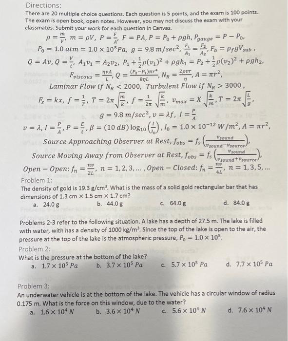 Solved Directions: There are 20 multiple choice questions. | Chegg.com