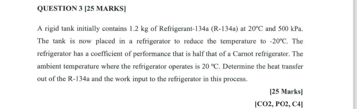 Solved QUESTION 3 [25 ﻿MARKS]A rigid tank initially contains | Chegg.com