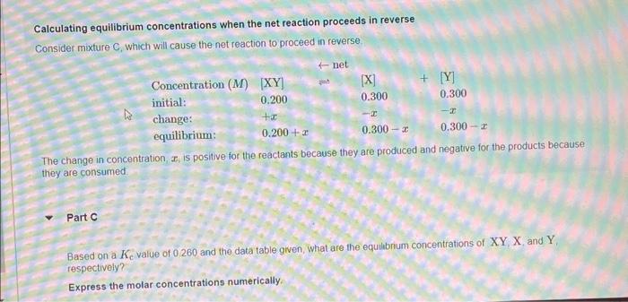 Solved Calculating equilibrium concentrations when the net | Chegg.com