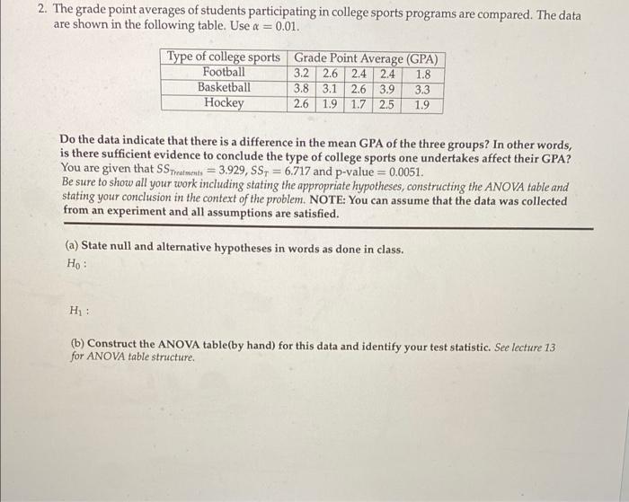 Solved 2. The grade point averages of students participating | Chegg.com