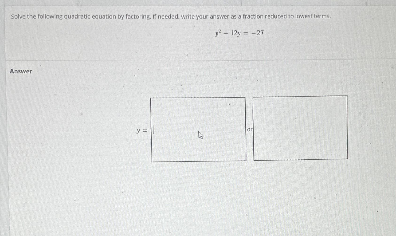 Solve the following quadratic equation by factoring. | Chegg.com