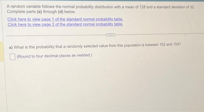 Solved A random variable follows the normal probability | Chegg.com